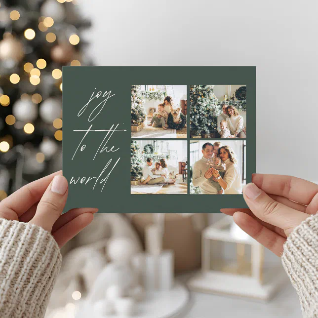 Joy to the World Modern Collage Postcard | Zazzle