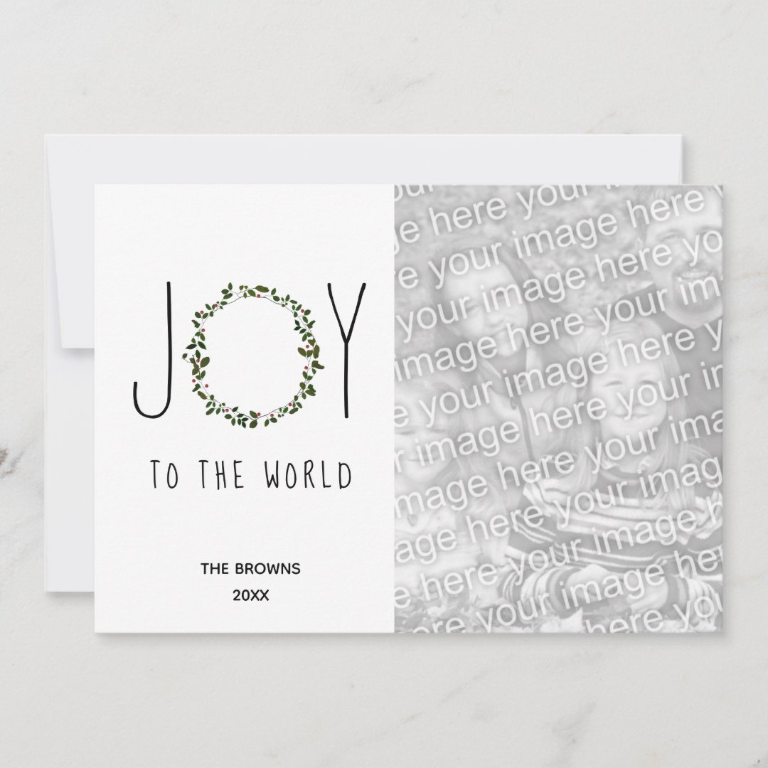 Joy To The World Wreath Photo Christmas Holiday Card | Zazzle Joy To The World Wreath Photo Christmas Holiday Card | Zazzle