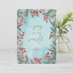 Joy World Non Photo Religious Christmas Rustic Holiday Card | Zazzle