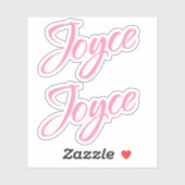 Joyce Decorative Name in Pink x2 Sticker | Zazzle