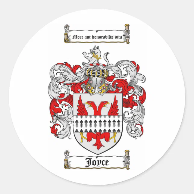 JOYCE FAMILY CREST - JOYCE COAT OF ARMS CLASSIC ROUND STICKER | Zazzle