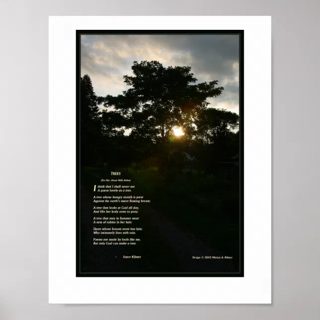 Joyce Kilmer poem Trees 8 1/2 x 11 Poster | Zazzle