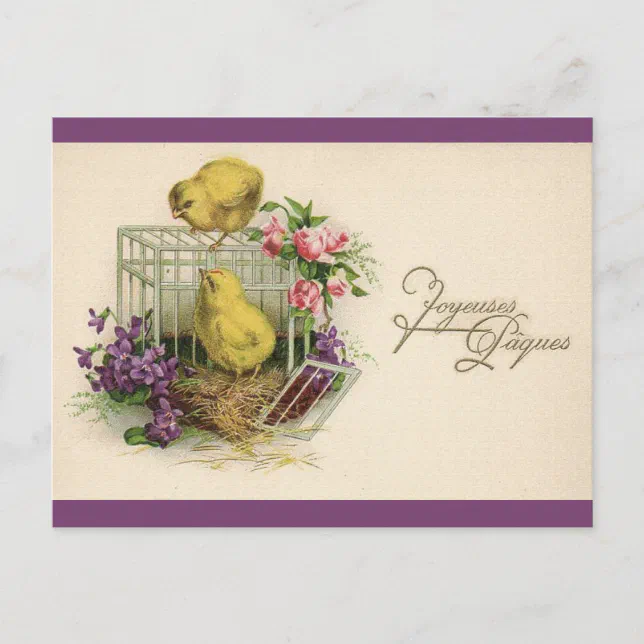 Joyeuses Paques (Happy Easter) Vintage Holiday Postcard | Zazzle