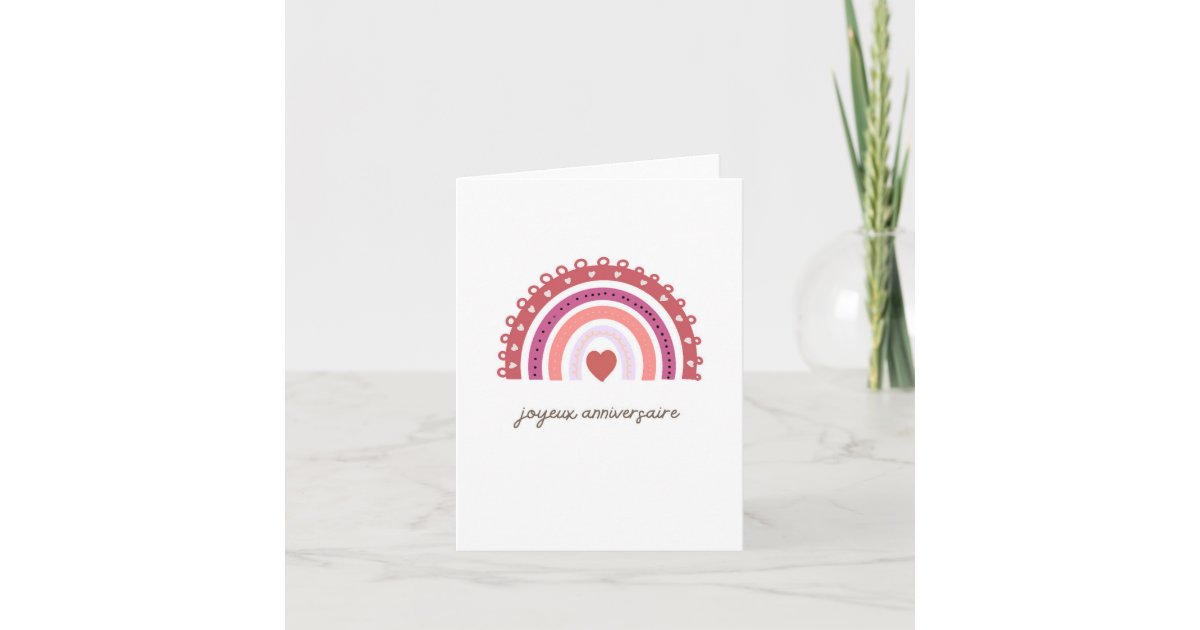 Joyeux anniversaire French birthday card rainbow | Zazzle