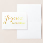 Joyeux Anniversaire French Happy Birthday Script Foil Card | Zazzle