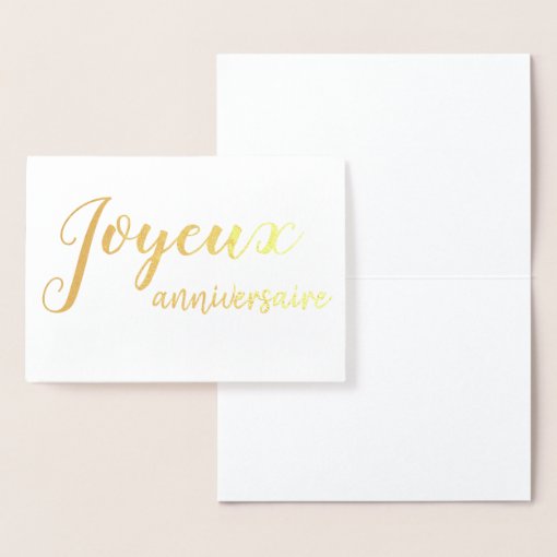 Joyeux Anniversaire French Happy Birthday Script Foil Card | Zazzle