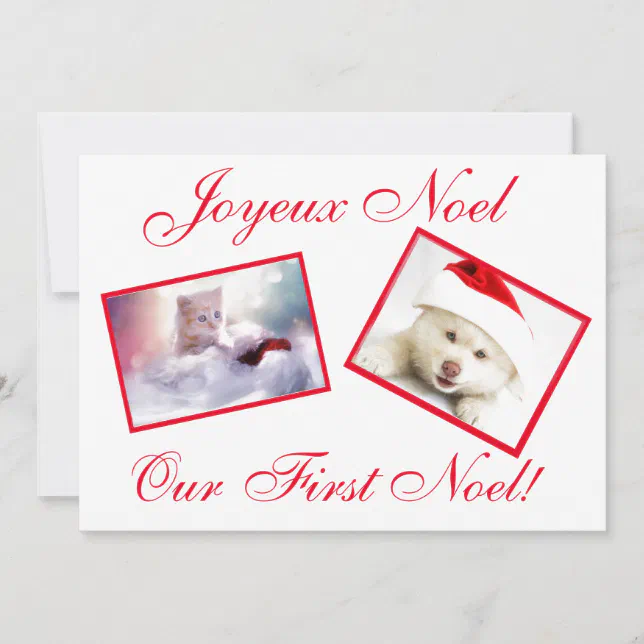 Joyeux Noel Best Friends Pets First Noel Card | Zazzle