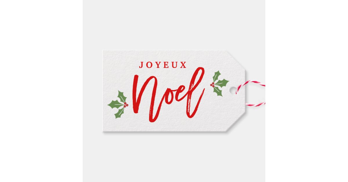 Joyeux Noel Merry Christmas Modern Simple Stylish Gift Tags