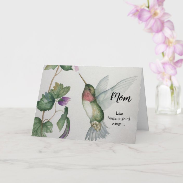 Joyful Birthday Mom Hummingbird Wings Elegant Love Card | Zazzle.com