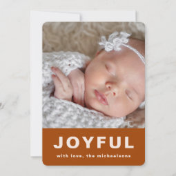 Joyful Christmas Burnt Orange Snowflake Photo Holiday Card | Zazzle