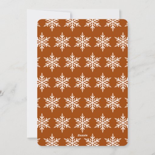 Joyful Christmas Burnt Orange Snowflake Photo Holiday Card | Zazzle