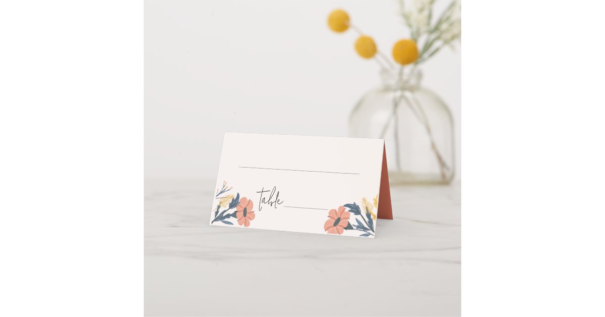 Joyful Floral Wedding Invitation Decor Place Card | Zazzle