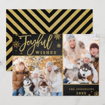 Joyful Gold Frame Chalkboard 2 PHOTO Greeting Card | Zazzle