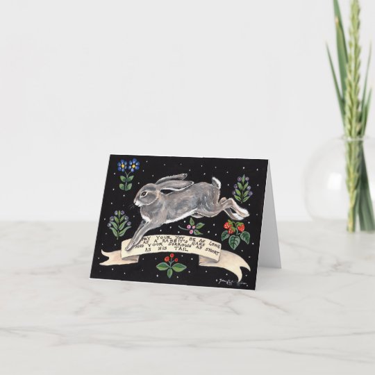 Joyful Good Luck Rabbit Blank Greeting Card | Zazzle.com