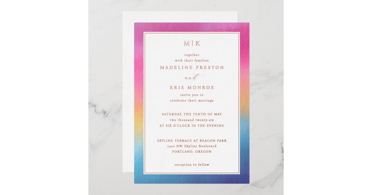 Joyful Gradient Wedding Invitation Foil Invitation | Zazzle