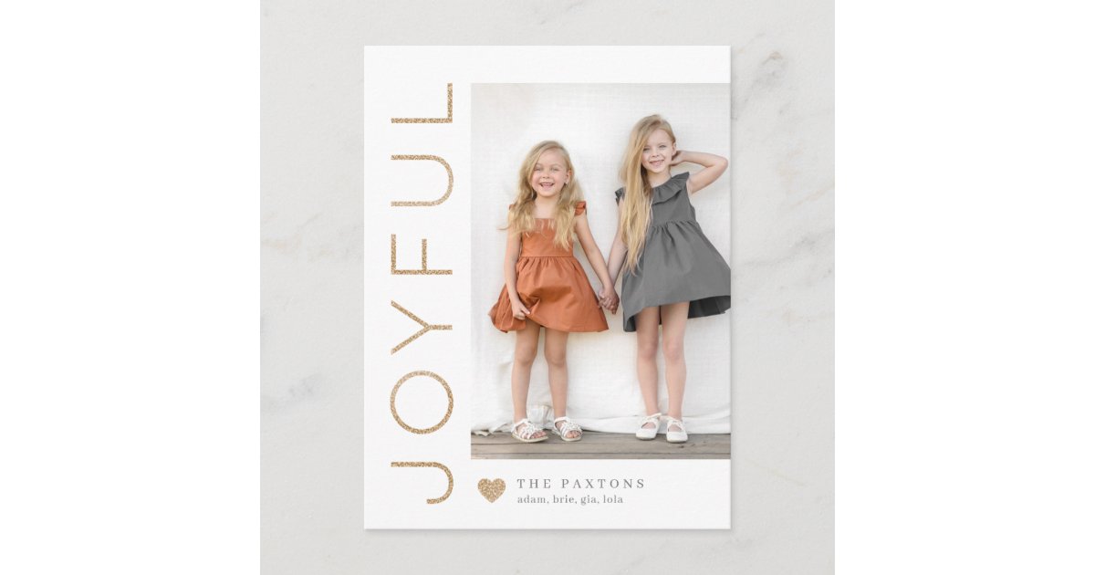 Joyful Heart EDITABLE COLOR Holiday Postcard | Zazzle