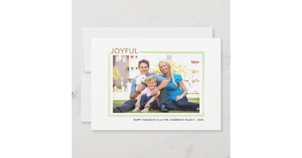 Joyful | Horizontal Photo Christmas Holiday Card | Zazzle