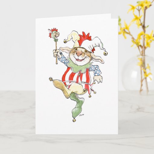 Joyful Jester Rabbit Card | Zazzle