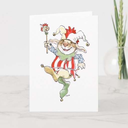 Joyful Jester Rabbit Card | Zazzle
