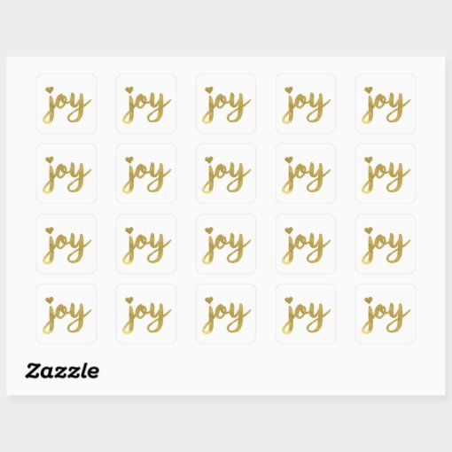 Joyful Joyful I've Got Joy Full of Joy Gold Art Square Sticker | Zazzle