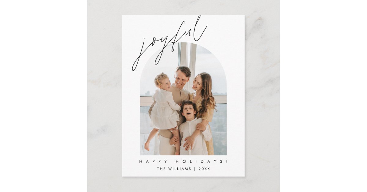 Joyful, Merry Christmas Family Photo Layover Postcard | Zazzle