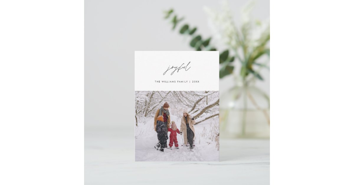 Joyful, Merry Christmas, Family Photo Layover Postcard | Zazzle
