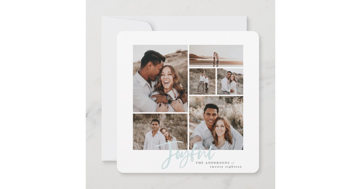 Joyful multi photo christmas card | Zazzle