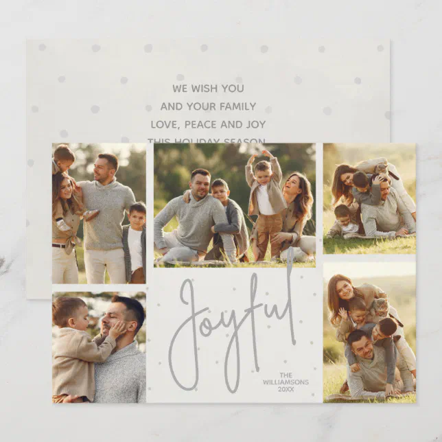JOYFUL Multi Photo Christmas Holiday Card | Zazzle