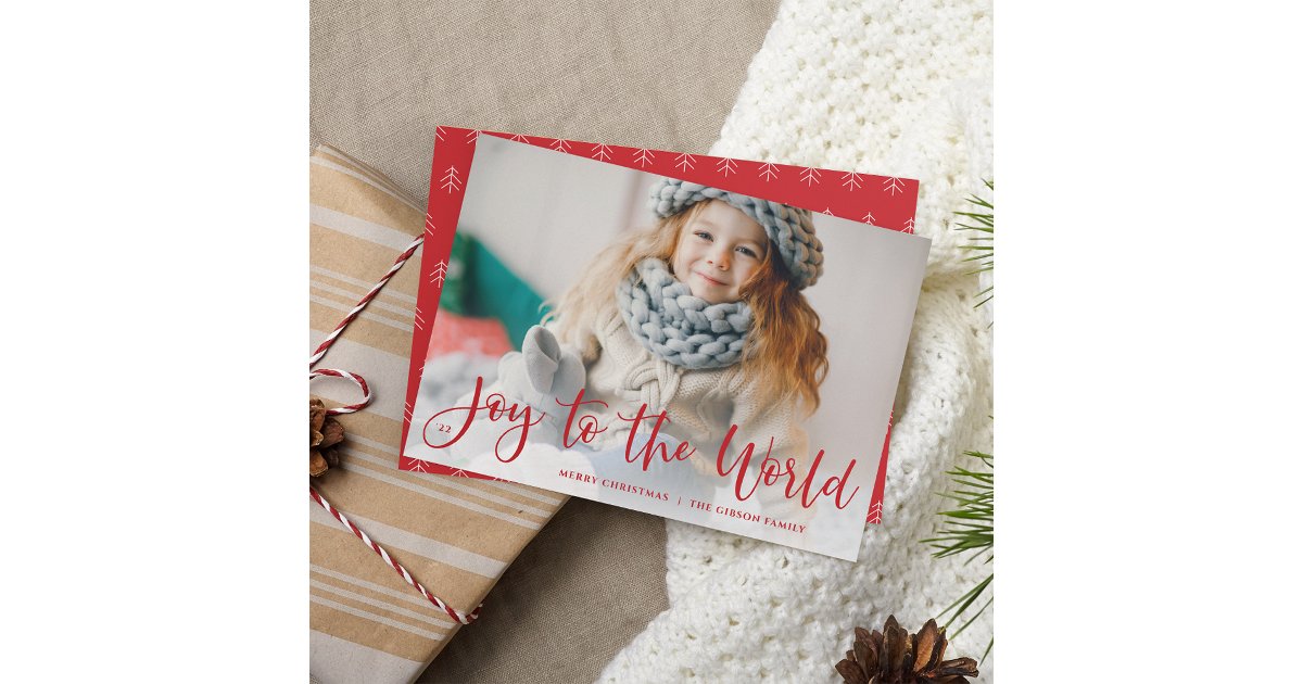 Joyful Overlay Holiday Photo Card | Scarlet | Zazzle