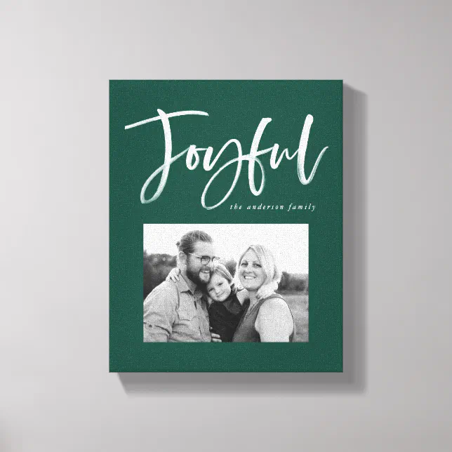 Joyful Script | Green Canvas Print | Zazzle