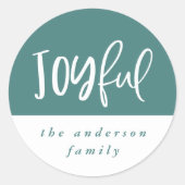Joyful script text typography Christmas holiday Classic Round Sticker ...