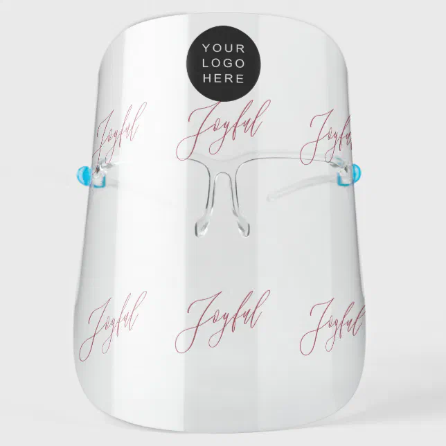 Joyful Script Your Business Logo Motivational Face Shield | Zazzle