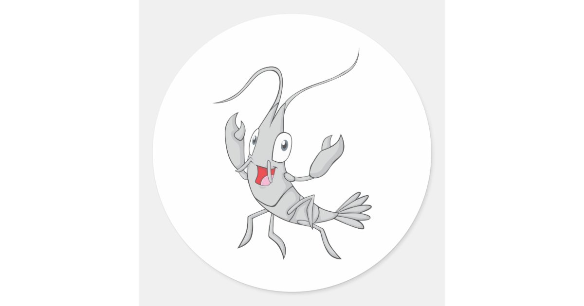 Joyful Shrimp Classic Round Sticker | Zazzle
