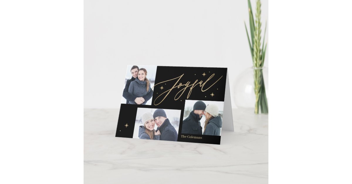 Joyful Times 3 Photos Holiday Card | Zazzle