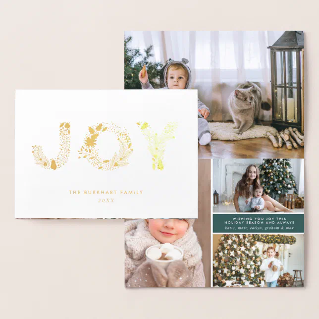 Joyful Type | Christmas Photo Gold Foil Card | Zazzle