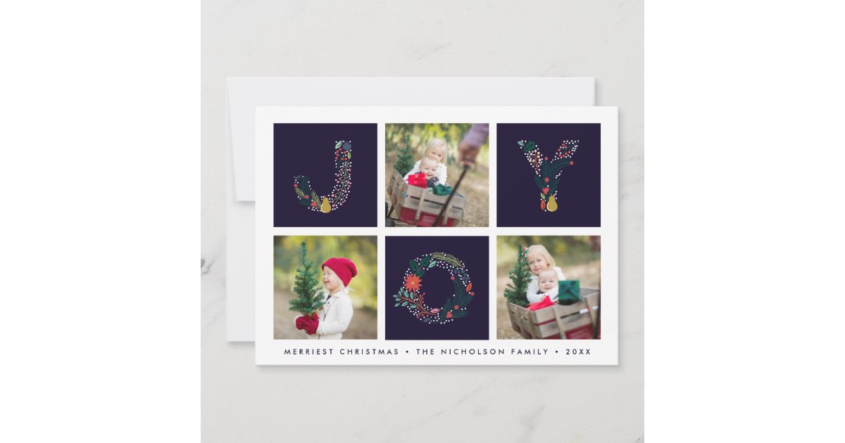 Joyful Type | Three Photo Holiday Card | Zazzle