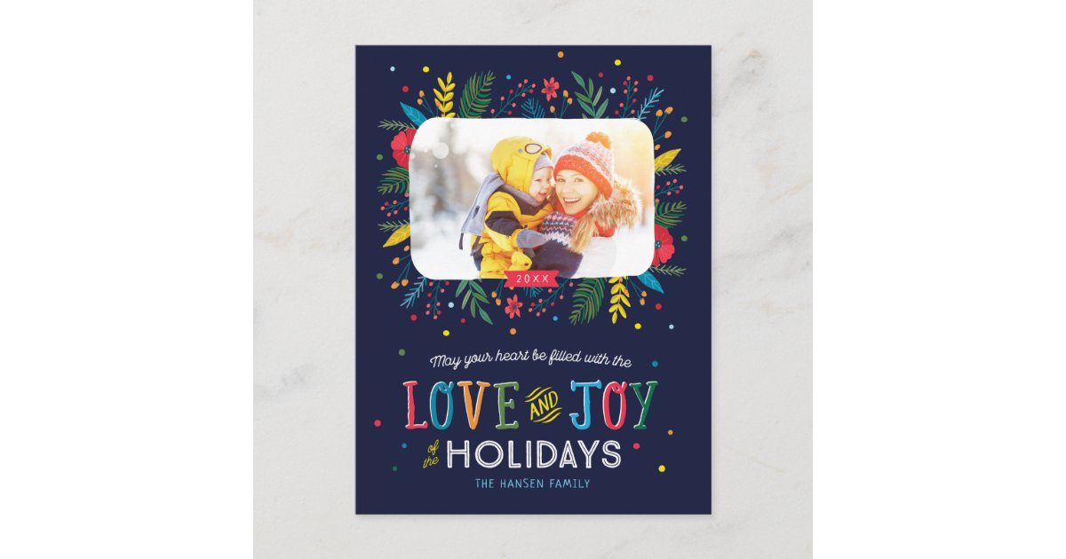 Joyful Whimsy Holiday Photo Postcard | Zazzle