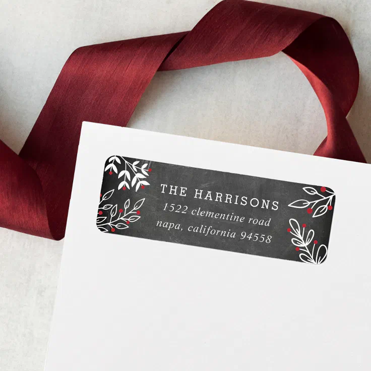 Joyful Wish | Chalkboard Holiday Return Address Label | Zazzle