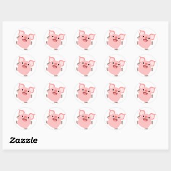 Joyous Cartoon Pig Sticker | Zazzle