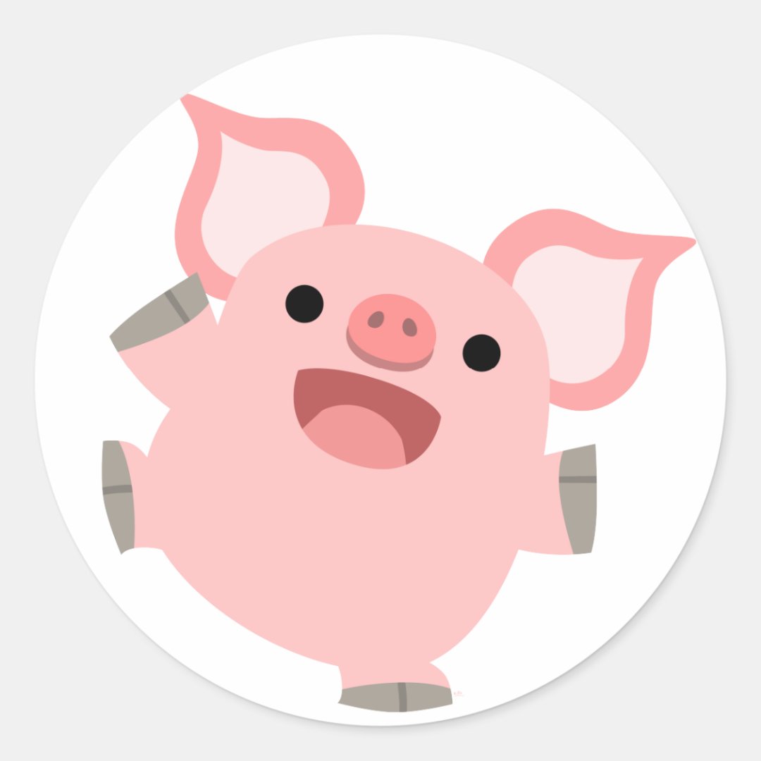 Joyous Cartoon Pig Sticker | Zazzle
