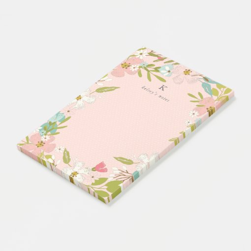 Joyous Floral on Pink Post-it Notes | Zazzle