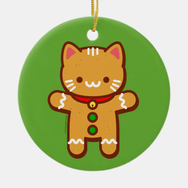 JubbyCats Christmas Ornament - Gingerbread cat | Zazzle