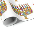 Judaica Happy Hanukkah Dreidel Menorah Wrapping Paper | Zazzle