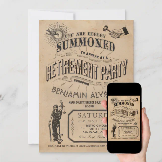 Judge Retirement Invitation - Party Vintage Retro | Zazzle
