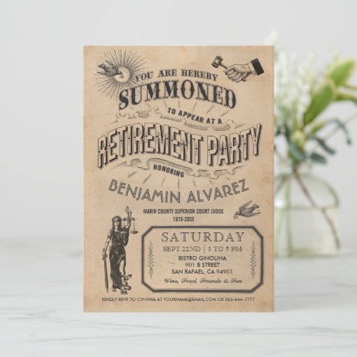Judge Retirement Invitation - Party Vintage Retro | Zazzle