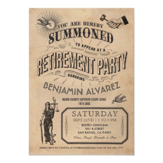 Judge Retirement Invitation - Party Vintage Retro | Zazzle.com