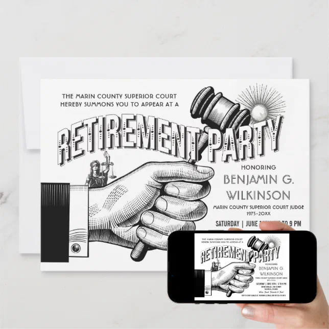 Judge Retirement Invitation - Party Vintage Retro | Zazzle
