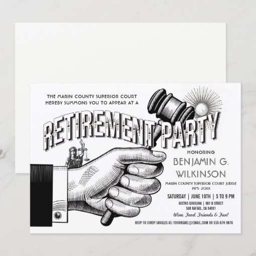 Judge Retirement Invitation - Party Vintage Retro | Zazzle