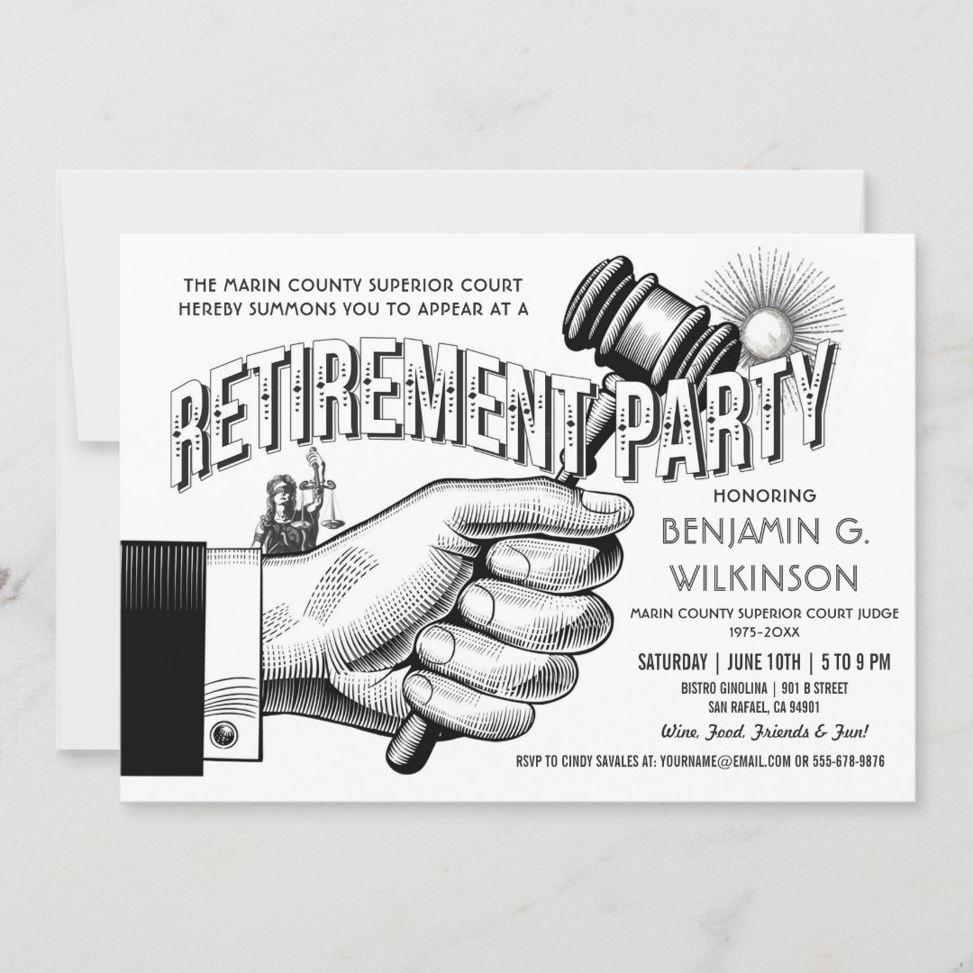 Judge Retirement Invitation - Party Vintage Retro | Zazzle
