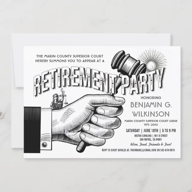 Judge Retirement Invitation - Party Vintage Retro | Zazzle